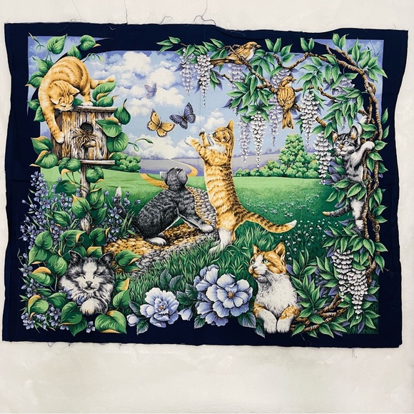 Wall Decor | Vintage Springs Industries Fabric Panel Cats Kittens ...